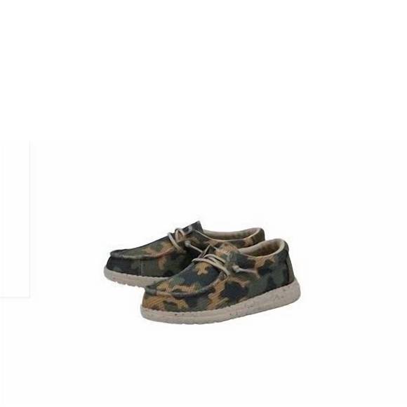 Hey Dude | Shoes | New Hey Dude Boys Wally Youth Sox Shoes In Army Camo ...